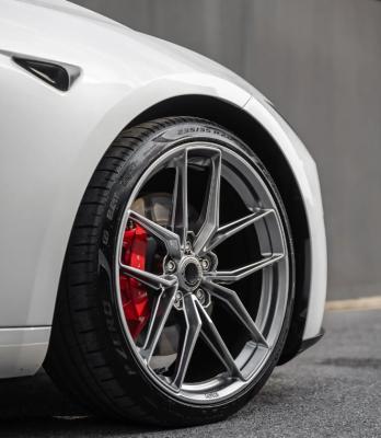 China Forged Concave Wheels Design Rims Brushed Gunmetal Silver Finish 19x9.5 20x10 21x11 for Passenger Car Wheel  Model 3 Model Y for sale