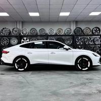 China Gloss Black White Staggered Flow Formed Racing Wheels 5x100 5x112 5x114.3 Alloy Rims for sale