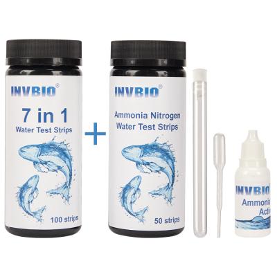 China Invbio 7 in 1 Fish Aquarium Water Test Strips Ammonia Nitrogen Test Kit 50 Strips for sale