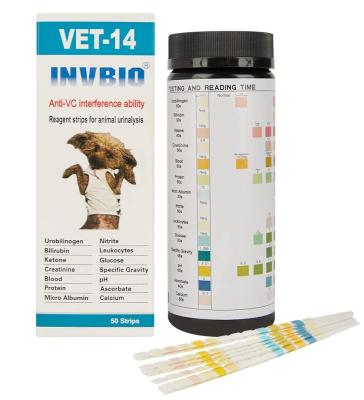 China INVBIO VET-14 Veterinary Urine Test Strips 14 Parameters 50 Tests per Box for sale