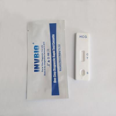 China INVBIO CE FDA hCG Pregnancy Rapid Test Kit Urine Serum 25mIU/mL 3mm for sale