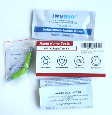 China INVBIO HIV 1/2 Rapid Test Kit 99.5% Sensitivity Whole Blood Serum Plasma CE ISO 13485 for sale