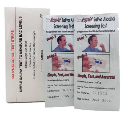 China INVBIO One Step 3.00mm Saliva Alcohol Rapid Test Strips 0.02% BAC Sensitivity 25 Tests per Box for sale