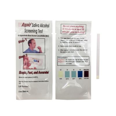 China One Step Alco Screen Saliva Alcohol Test Strips High Accuracy OEM Packaging for sale