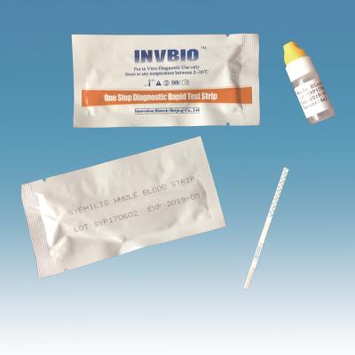 China Syphilis Test Strip One Step Rapid Test Kit for Hospital Blood Serum Plasma 2-30 Storage for sale
