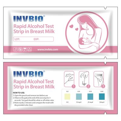China INVBIO Disposable Alcohol Test Strips for Breast Milk 10 mg/dL 25pcs ISO 13485 for sale