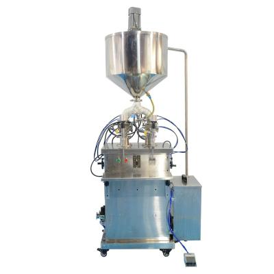 China Vertical Pneumatic Olive Oil Filling Machine 4 Heads Semi-Auto Heating Mixing Filler for sale