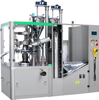 China 500bph Emulsifier Homogenizer Cosmetic Cream Mixer Two Color Toothpaste Tube Filling Machine for sale