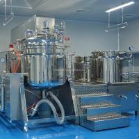 China 500-5000L Dual Hydraulic Lotion Mixer Machine Automatic Rising Type Pot Cover for sale