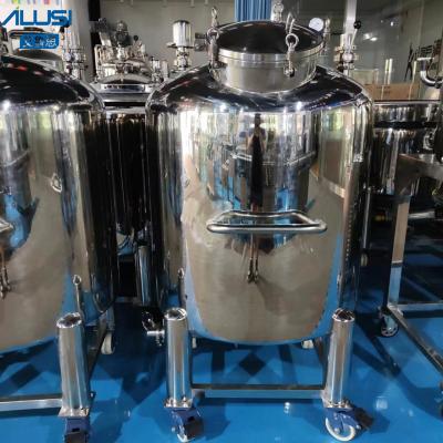 China 304 316L Sanitary Stainless Steel Mobile Sealed Vertical Chemical Storage Tank 500L for sale