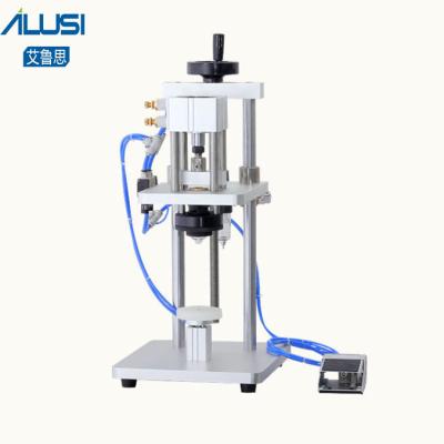China Semi Auto Perfume Manufacturing Equipment Table Top Pneumatic Small Perfume Bottle Pump Crimping Machine for sale