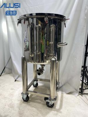 China SUS304 SUS316L Food Grade Stainless Steel Storage Tank 50L with 4 Wheels for sale