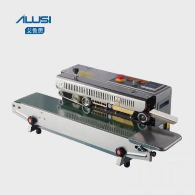 China Stepless Speed Plastic Bag Heat Sealer with Date Code Printer 0.12M/min 110V for sale