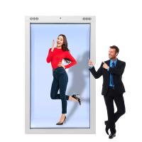 China 86 Inch Indoor Airport Freestanding Digital Poster Touch Screen Transparent LCD Display Kiosk for sale