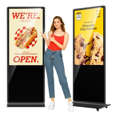 China 55 Inch Floor Standing Digital Signage Smart Touch 4K LCD Advertising Kiosk For Elevator for sale
