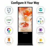 China 55 Inch Indoor Smart LCD Display Floor Standing Video Wall Digital Signage Advertising 4K Resolution Elevator Airport for sale