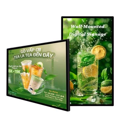 China 55 Inch Indoor LCD Full Color Video Wall Flat Panel Digital Signage Wall Mount Monitor Network Android Advertising for sale