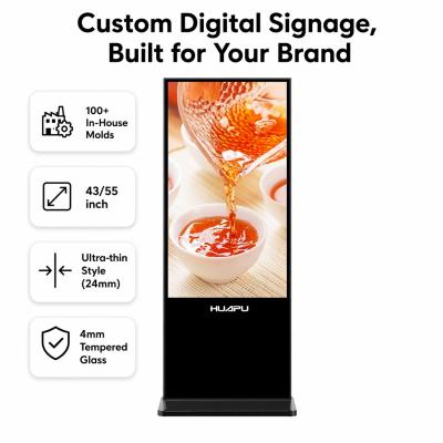 China 43 Inch Indoor LCD Floor Stand Digital Signage Smart Display Vertical Totem Kiosk Commercial LCD Advertising Display for sale