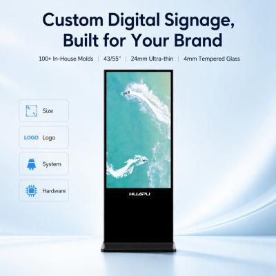 China 55 Inch 4K Floor Standing LCD Digital Signage Display Touch Screen Kiosk For Exhibition Halls for sale