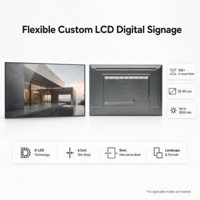 China 55 Inch Slimline LCD Digital Advertising Display Android Business Screen LCD Screen For Restaurant Retail Stores for sale