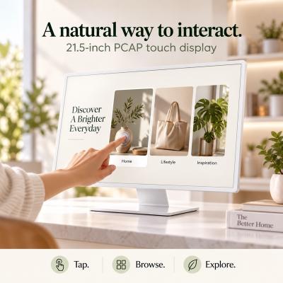 China 21.5 Inch Commercial Interactive Touch Screen Display White PCAP Touch Display for sale