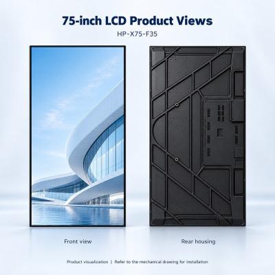 China 75 Inch 4K 350 Nit LCD Video Display Indoor Advertising Wall Mounted LCD Display Screen for sale