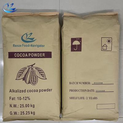 China Wholesale Alkalized Cocoa Powder Dark Brown Fat 10-12% 25kg Pack for Making Biscuits for sale