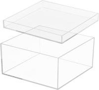 China Factory customized high transparency acrylic box with lid, plastic square cube container, cosmetics storage box for sale