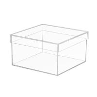 China Factory customized high transparency acrylic box with lid, plastic square cube container, cosmetics storage box for sale