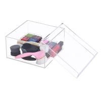 China Factory customized high transparency acrylic box with lid, plastic square cube container, cosmetics storage box for sale