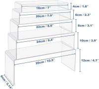 China Five Piece Acrylic Riser Display Set Stand Transparent 7.8 X 3.1 X 2.3 Inches for sale
