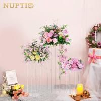 China Clear Floor Flower Acrylic Vase Stand Wedding Center Decoration 3 Pieces Birthday Party for sale