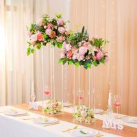 China Clear Floor Flower Acrylic Vase Stand Wedding Center Decoration 3 Pieces Birthday Party for sale