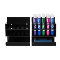 China Black Acrylic Brochure Holders Wall Mounted Dry Wipe Whiteboard 10 Marker Slots Eraser Bracket for sale