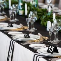 China Black Acrylic Table Number 1 20 25 30 Double Sided Digital Wedding Reception Restaurant Party Banquet Logo for sale
