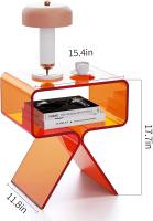 China Clear Orange Acrylic Bedside Table Perspex Bedside Table Display Living Room Coffee Table for sale