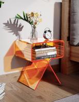China Clear Orange Acrylic Bedside Table Perspex Bedside Table Display Living Room Coffee Table for sale