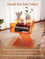 China Clear Orange Acrylic Bedside Table Perspex Bedside Table Display Living Room Coffee Table for sale