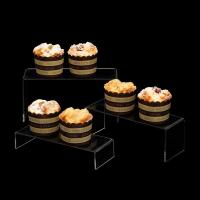 China Faux Glass Clear Acrylic Cube Risers For Dessert Cupcake Candy Treat Action Figure Display for sale