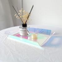 China Square Large Acrylic Serving Tray With Handles Rainbow Drink Insert Curved White Plastic Food for sale