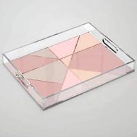 China Square Large Acrylic Serving Tray With Handles Rainbow Drink Insert Curved White Plastic Food for sale