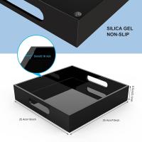 China Clear Acrylic Serving Tray With Handles Black Personalized for sale
