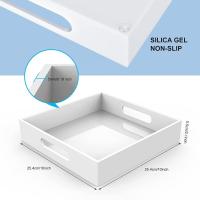 China Large White Acrylic Tray With Handles Serving  Lucite Square for sale