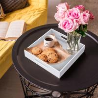 China Large White Acrylic Tray With Handles Serving  Lucite Square for sale