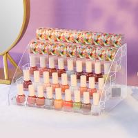 China Ladder Display 5 6 Tier Cosmetic Bottle Rack Organizer Showcase Counter Nail Polish Plastic Shelf for sale