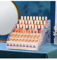 China Ladder Display 5 6 Tier Cosmetic Bottle Rack Organizer Showcase Counter Nail Polish Plastic Shelf for sale