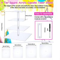 China 4-layer square acrylic Cupcake display rack LED light string pastry dessert service plate is suitable for Birthday wedding party for sale