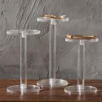 China acrylic jewelry display Set of 3 Round Watch Pedestal Riser Stands holder 4.8/5.4/ 6.5inch for sale