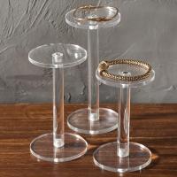 China acrylic jewelry display Set of 3 Round Watch Pedestal Riser Stands holder 4.8/5.4/ 6.5inch for sale