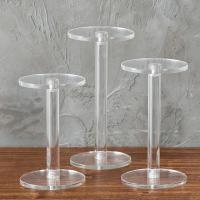China acrylic jewelry display Set of 3 Round Watch Pedestal Riser Stands holder 4.8/5.4/ 6.5inch for sale